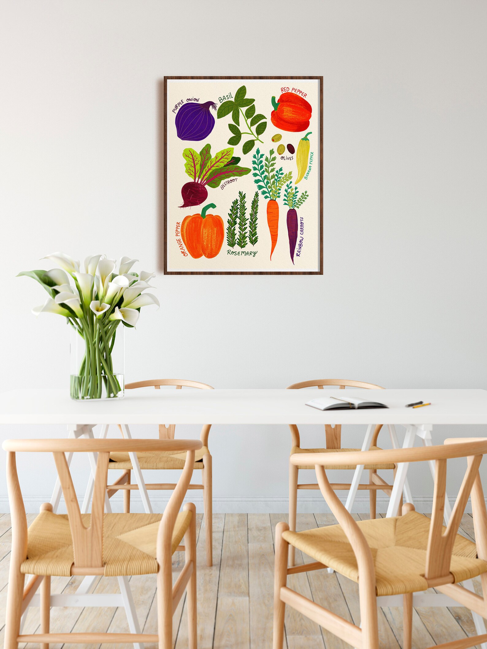 Vegetable Art, Colorful Kitchen Wall Art, Bright Art Print, Vegetable ...