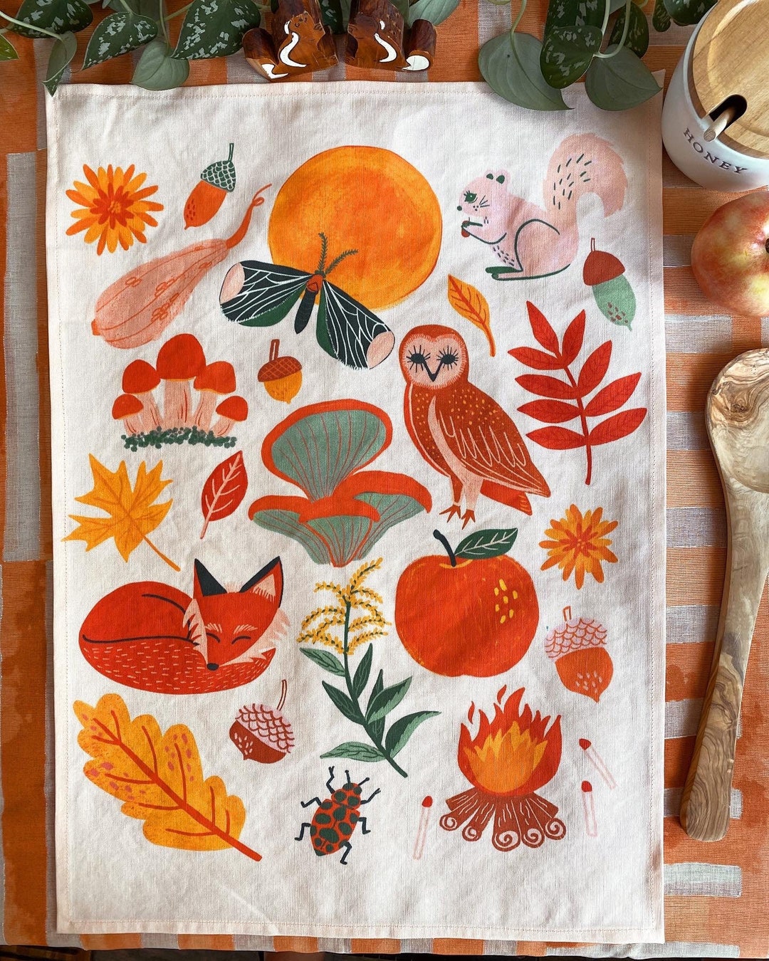 Fall Tea Towel, Autumn Decor, Cottage Core Dish Towel, Fall Kitchen ...