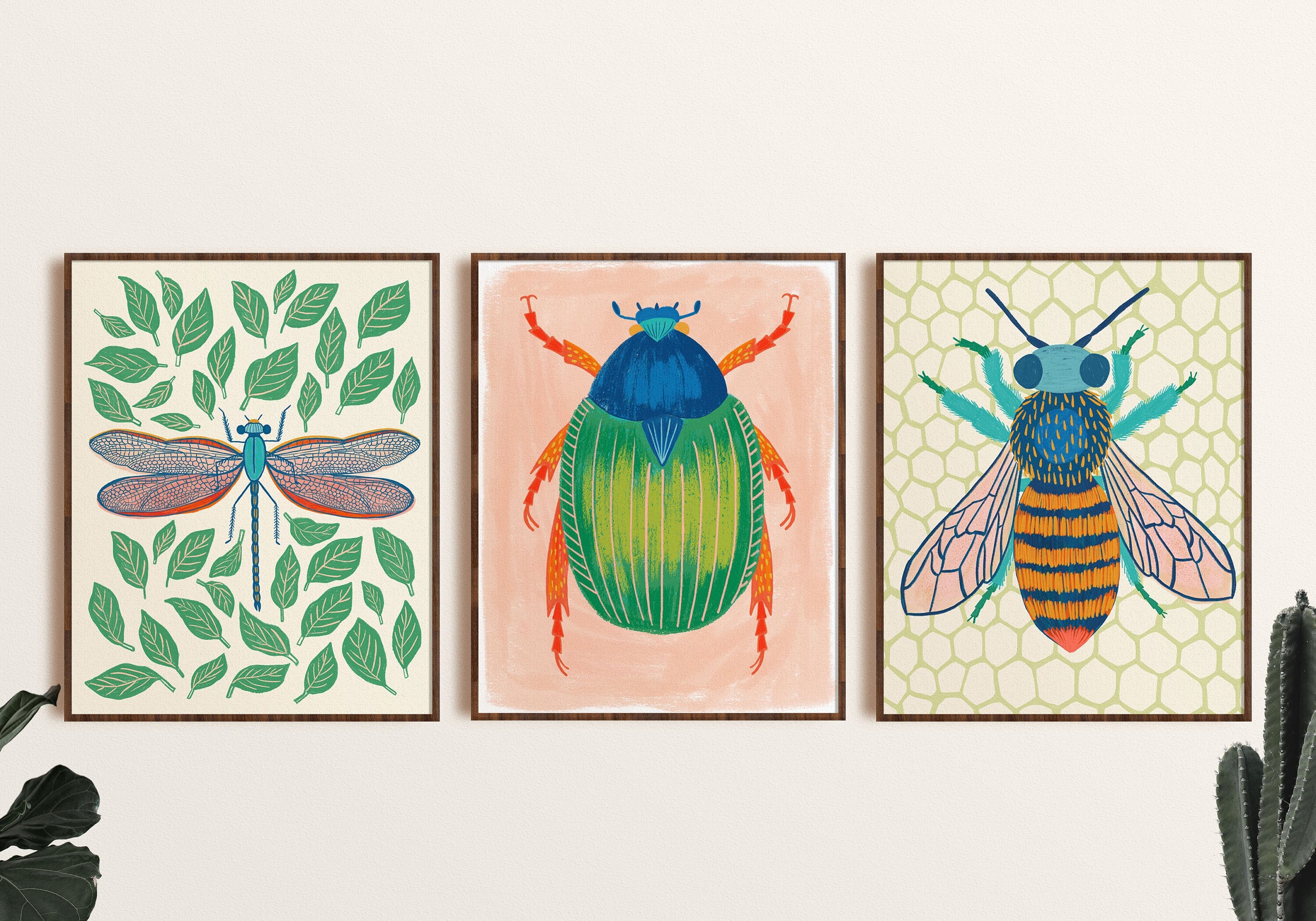 Bug Print Set of 3, Colorful Insect Art, Kid Room Decor, Nature Nursery ...
