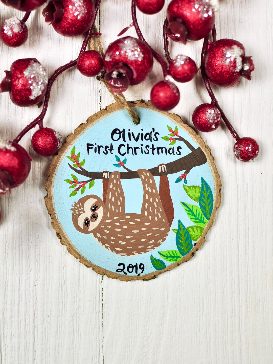 Sloth Ornament, Baby First Christmas Ornament, Baby Boy Gift ...