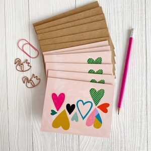 Heart Cards, Set of 6 Notecards, Cards for Friends, Cute Cards ...