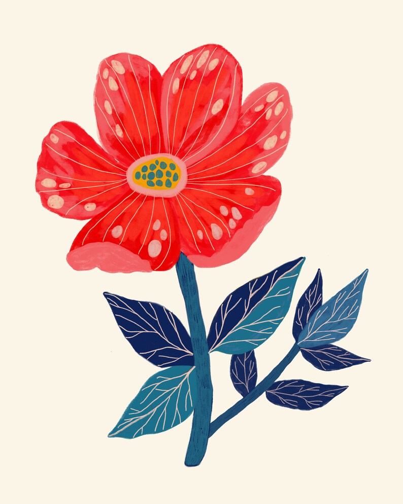 Floral Print Set Botanical Art Flower Prints Set of 4 | Etsy