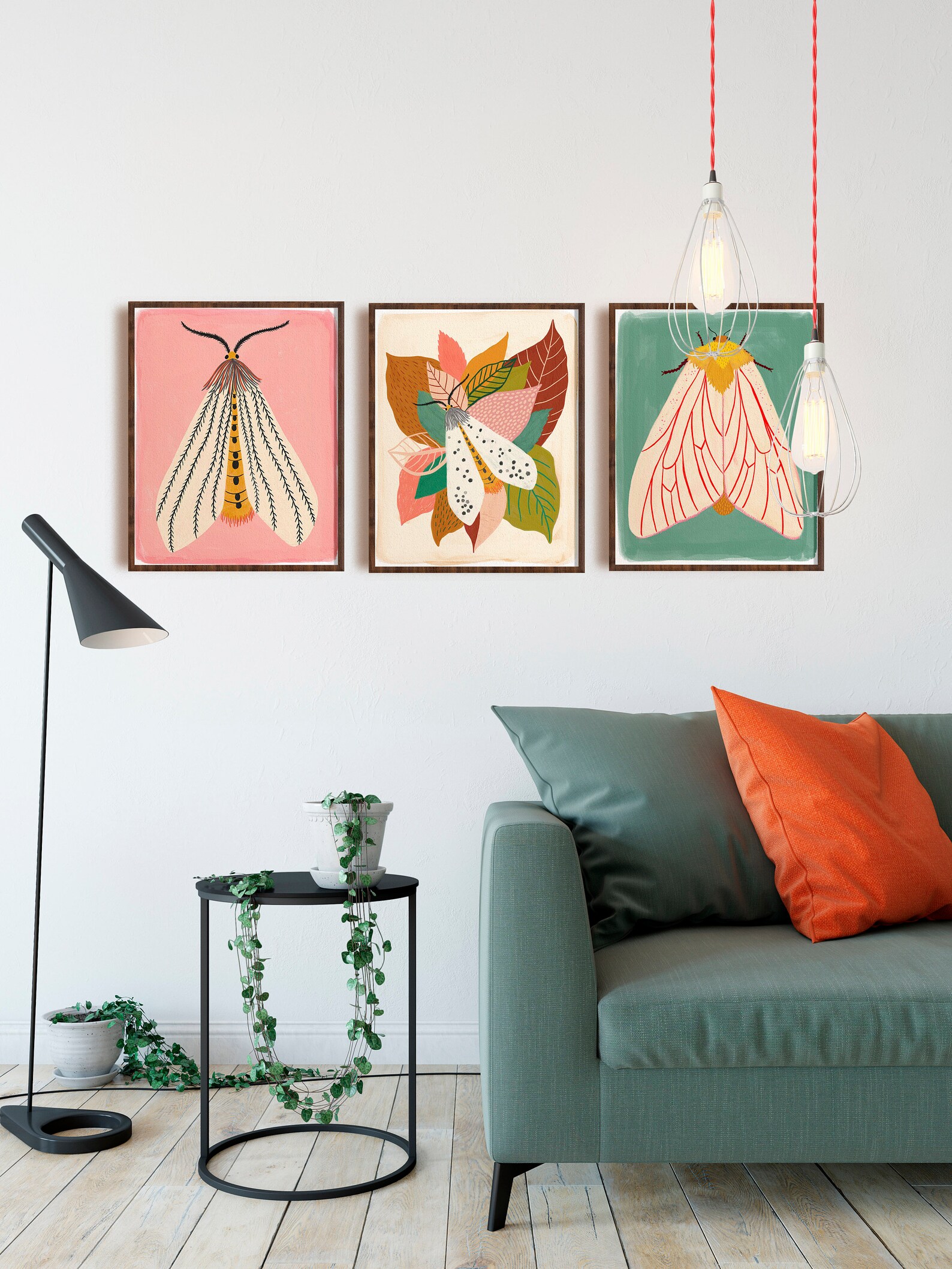 Colorful Wall Art Moth Wall Art Set Insect Wall Art Set of - Etsy