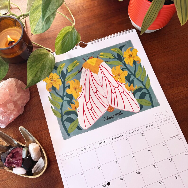 Mystical Moths Wall Calendar 2026 | Botanical Folk Art | Artful Monthly ...