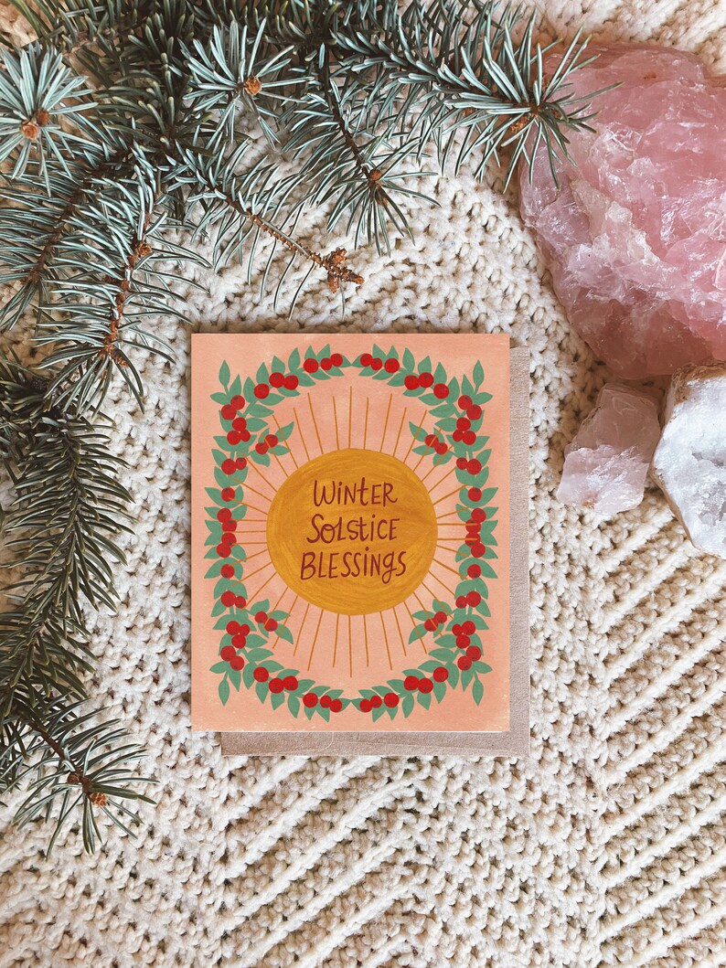 Yule Cards Set, Winter Solstice Notecards, Witchy Holiday Cards, Blank ...