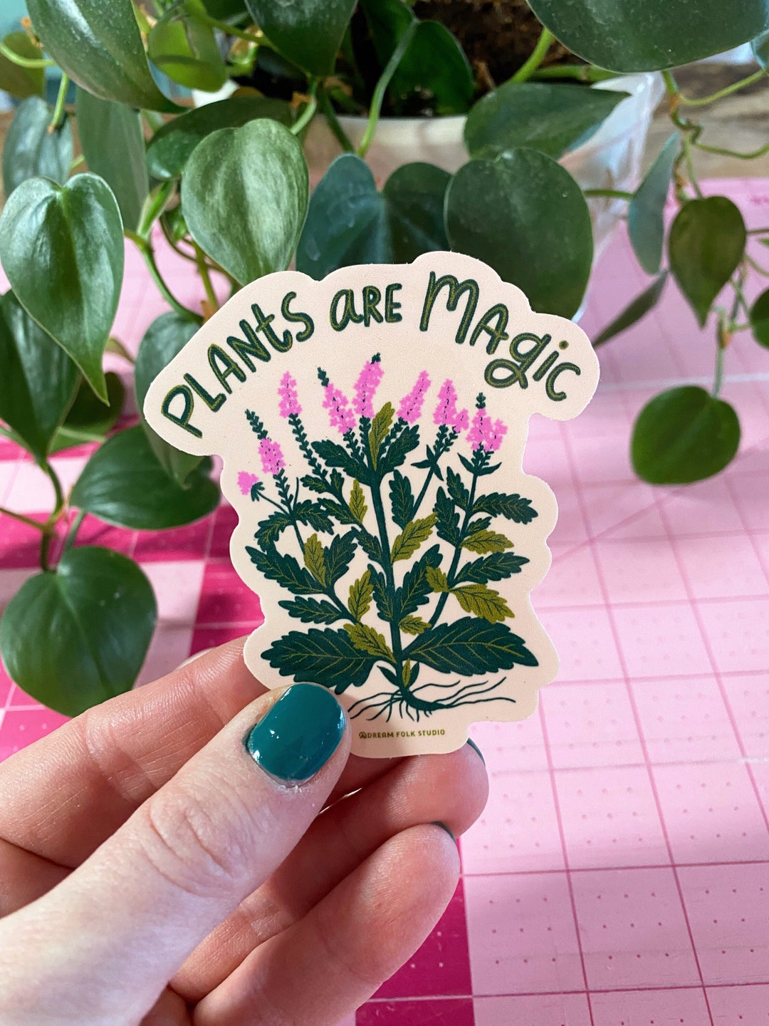 Plants Are Magic Sticker, Verbena Flower Decal, Vervain Sticker, Witchy ...