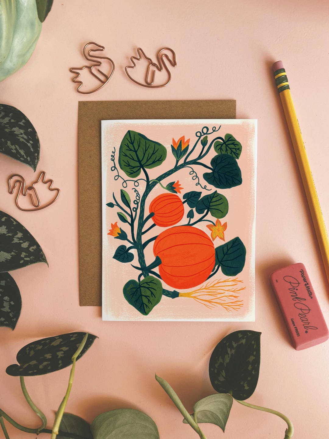 Pumpkin Notecards, Set of 6, Fall Card Pack, Autumn Stationery, Blank ...