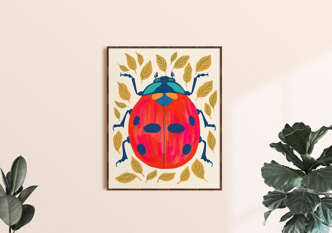 Lady Bug Art Print, Insect Wall Art, Kids Room Decor, Nature Wall Art ...