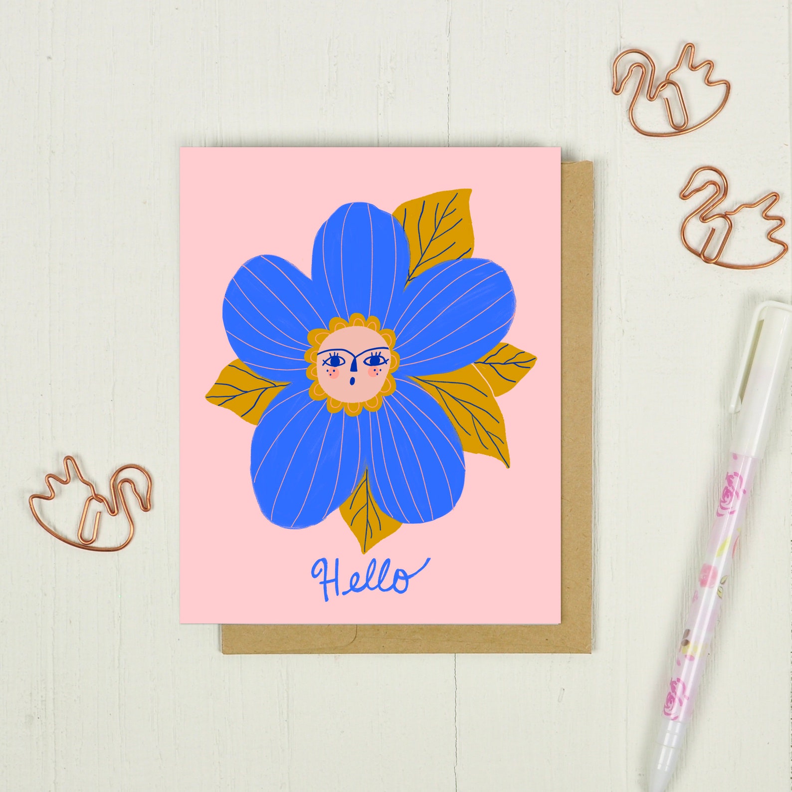 Hello Greeting Card Card for Friend Blank Card With - Etsy