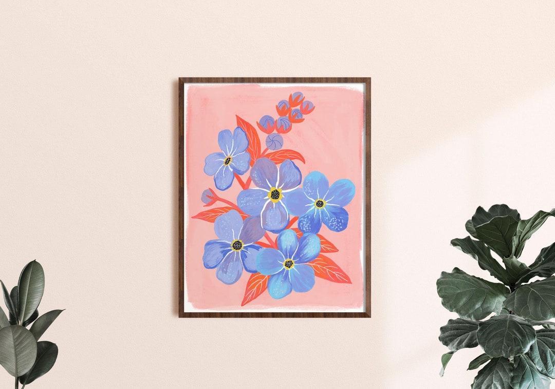 Forget Me Nots Wall Art, Botanical Print, Colorful Floral Art Print ...