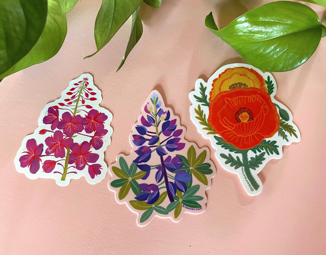 Wildflower Sticker Set, Nature Lover Gift, Pacific Northwest Flowers ...