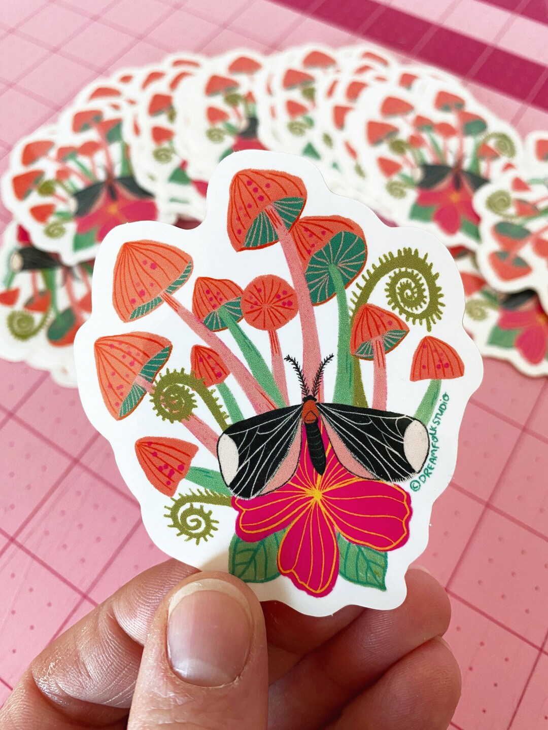 Mushroom Sticker, Moth Sticker, Water Bottle Decals, Nature Gifts ...