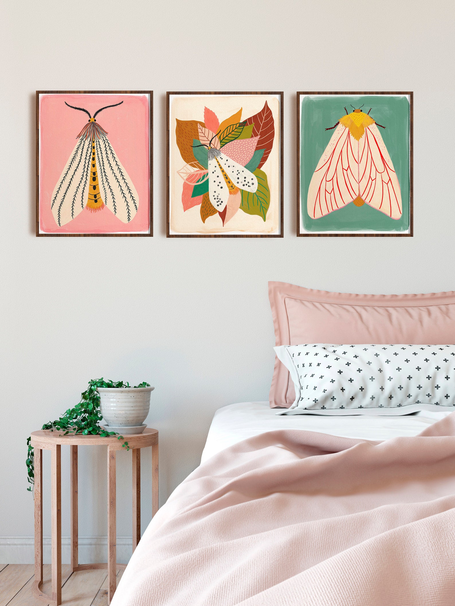 Colorful Wall Art Moth Wall Art Set Insect Wall Art Set of - Etsy