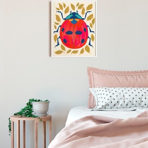 Lady Bug Art Print, Insect Wall Art, Kids Room Decor, Nature Wall Art ...