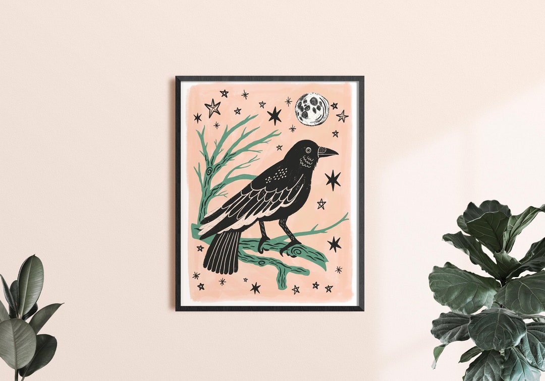 Celestial Raven Wall Art Print, Witchy Artwork, Winer Solstice ...