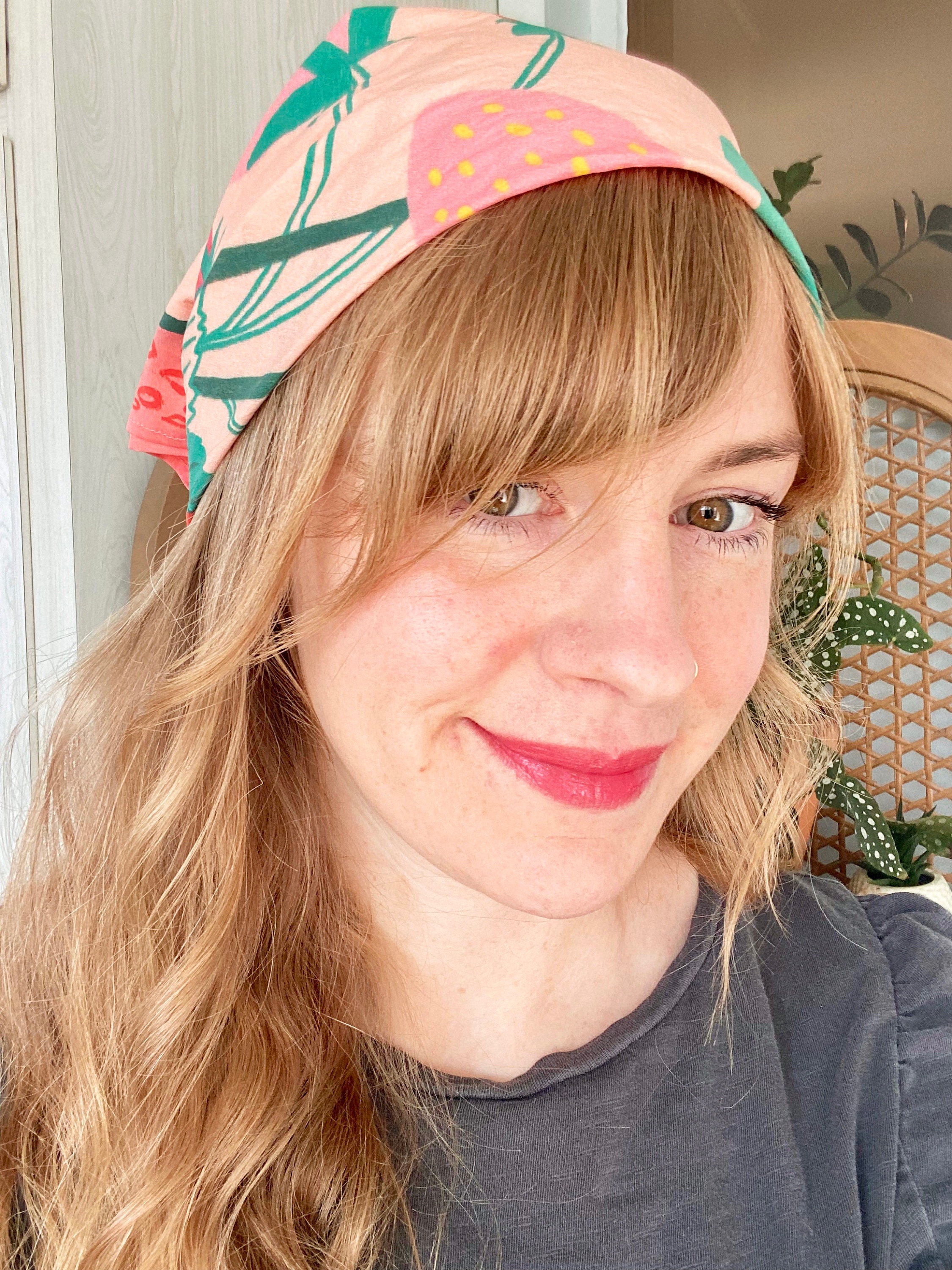 Strawberry Bandana, Cottage Core Hair Scarf, Women's Cotton Bandana ...
