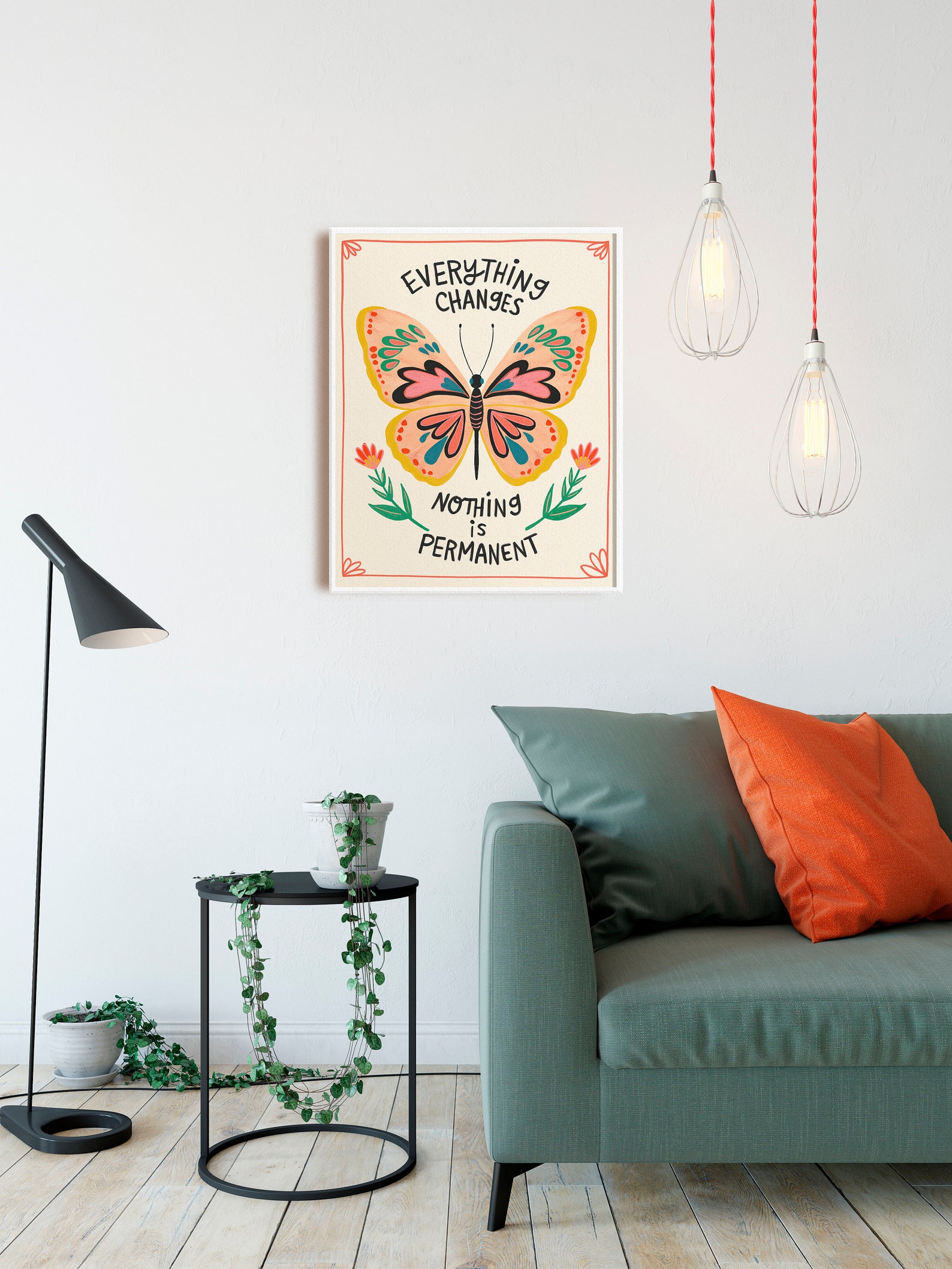 Everything Changes Print, Inspirational Wall Art, Colorful Office Decor ...