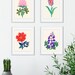 Floral Print Set Botanical Art Flower Prints Set of 4 - Etsy