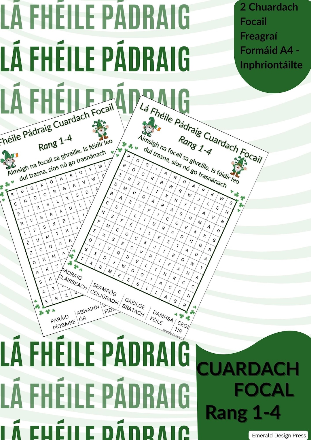 Irish Word Search/cuardach Focal Gaeilge/lá Fhéile Pádraig/st Patrick's ...