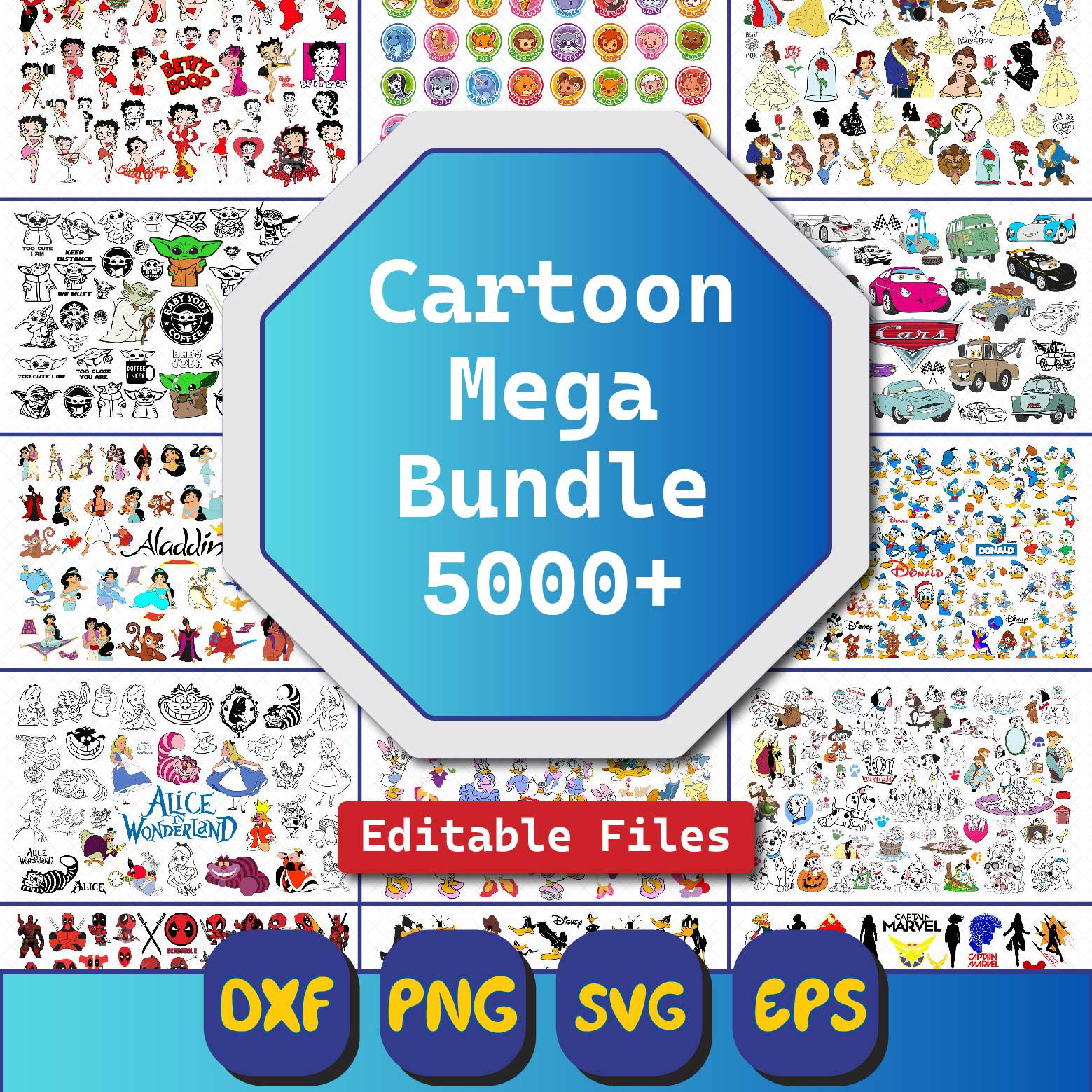 Cartoon Mega SVG Bundle - Over 5000+ Designs, Cricut, Svg, Png, Dxf - Etsy