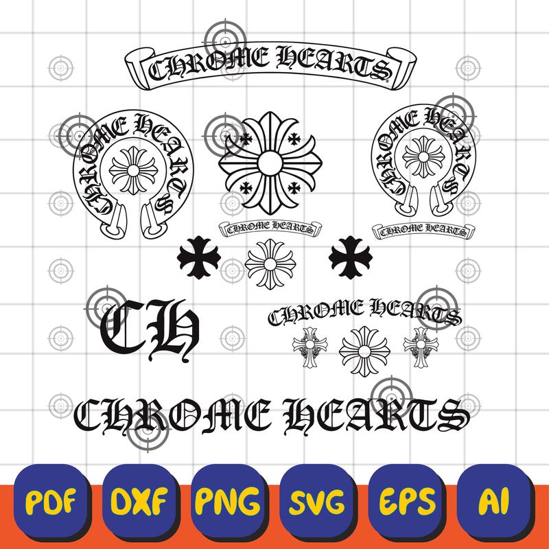 Chrome Heart Cross Svg - Etsy