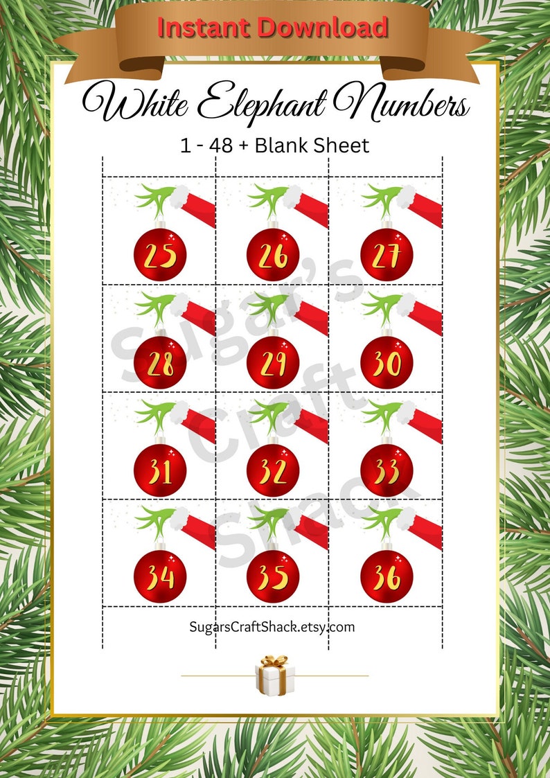 Grinch Themed White Elephant Gift Exchange Numbers - Etsy