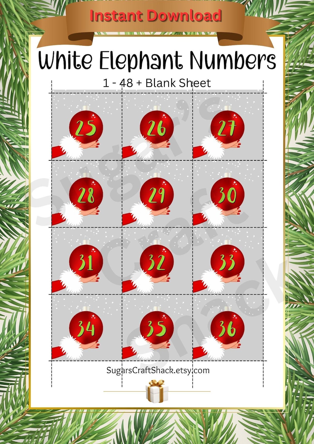 Glamorous White Elephant Gift Exchange Numbers - Etsy