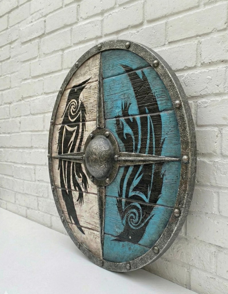 Eivor Valhalla Raven Viking Shield | Battle-ready Norse Wooden Cosplay ...
