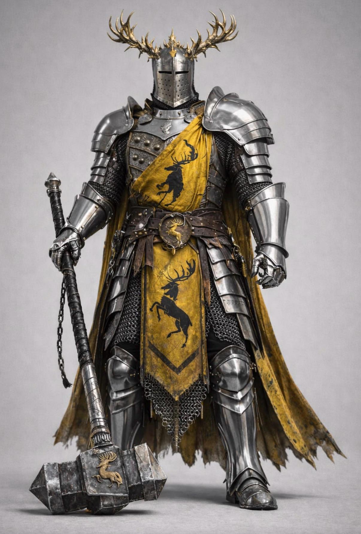 Royal Stag Knight Armor Set – Medieval Steel Plate Antler Helmet, LARP ...