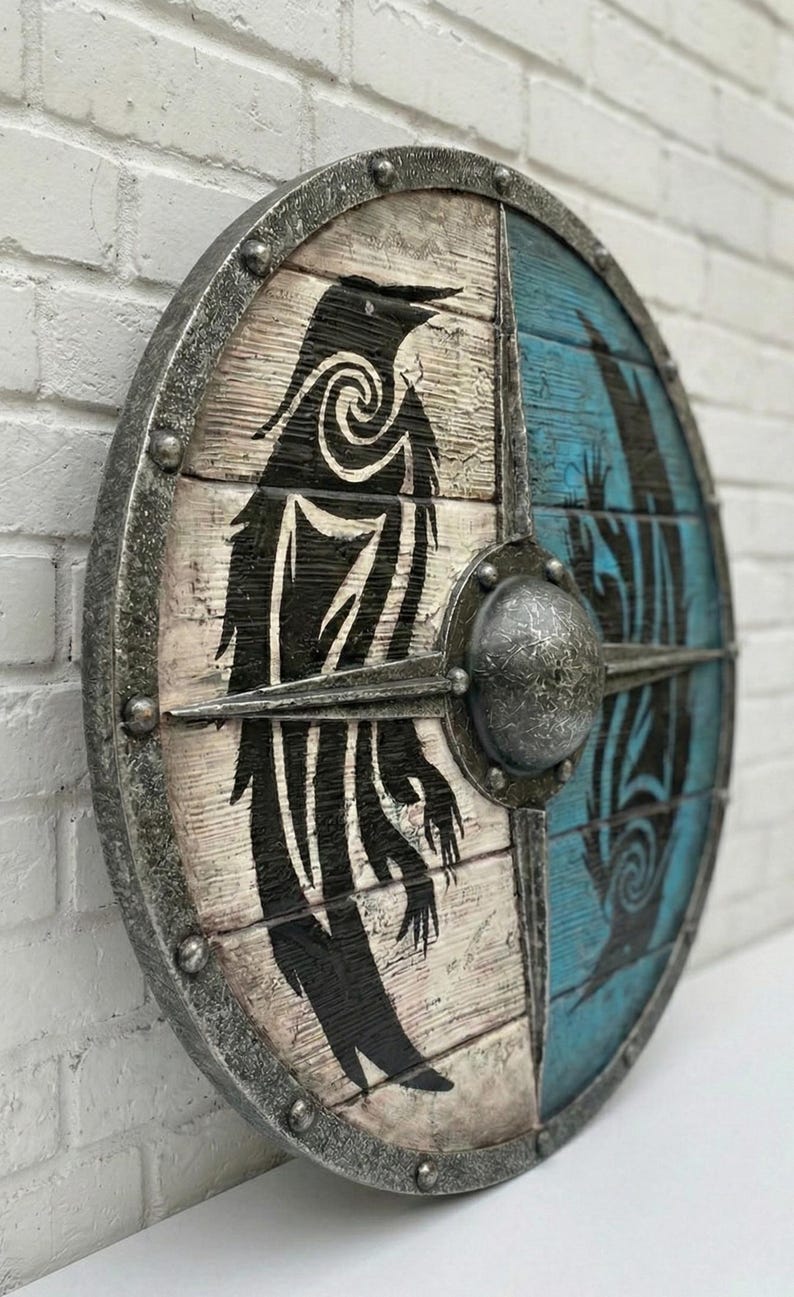 Eivor Valhalla Raven Viking Shield | Battle-ready Norse Wooden Cosplay ...