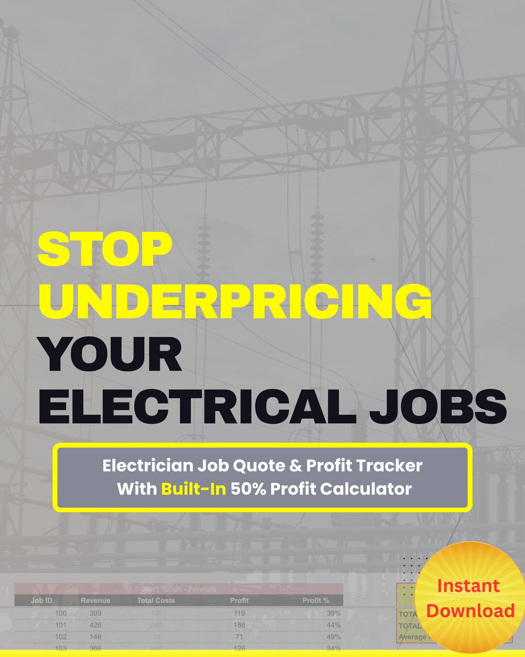 Electrician Job Quote Template With Profit Calculator | Electrical ...