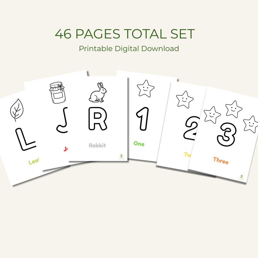 Alphabet and Numbers Coloring Pages Bundle | Early Learning Activity ...