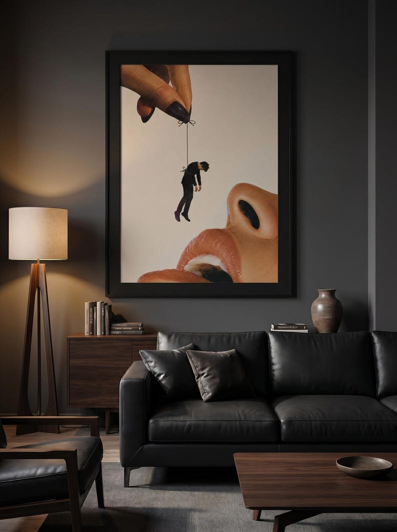 Dark Surreal Art Print, Abstract Face Poster, Contemporary Collage ...