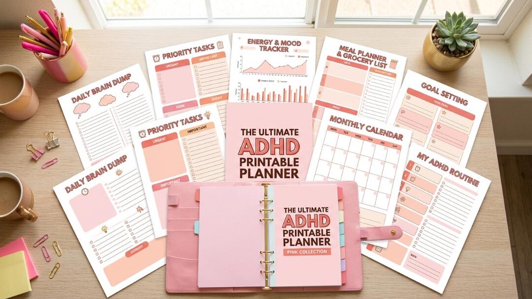ADHD Printable Planner Bundle, Daily Weekly Monthly Organizer (digital ...