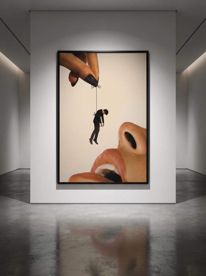 Dark Surreal Art Print, Abstract Face Poster, Contemporary Collage ...