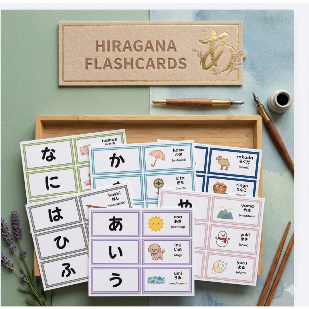Hiragana Flashcards Printable PDF | 46 Japanese Characters | Beginner ...