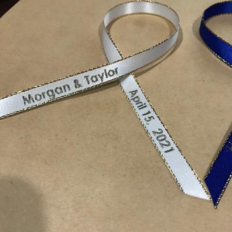 3/8 Gold Edged Printed Favor Ribbons Custom Print - Etsy