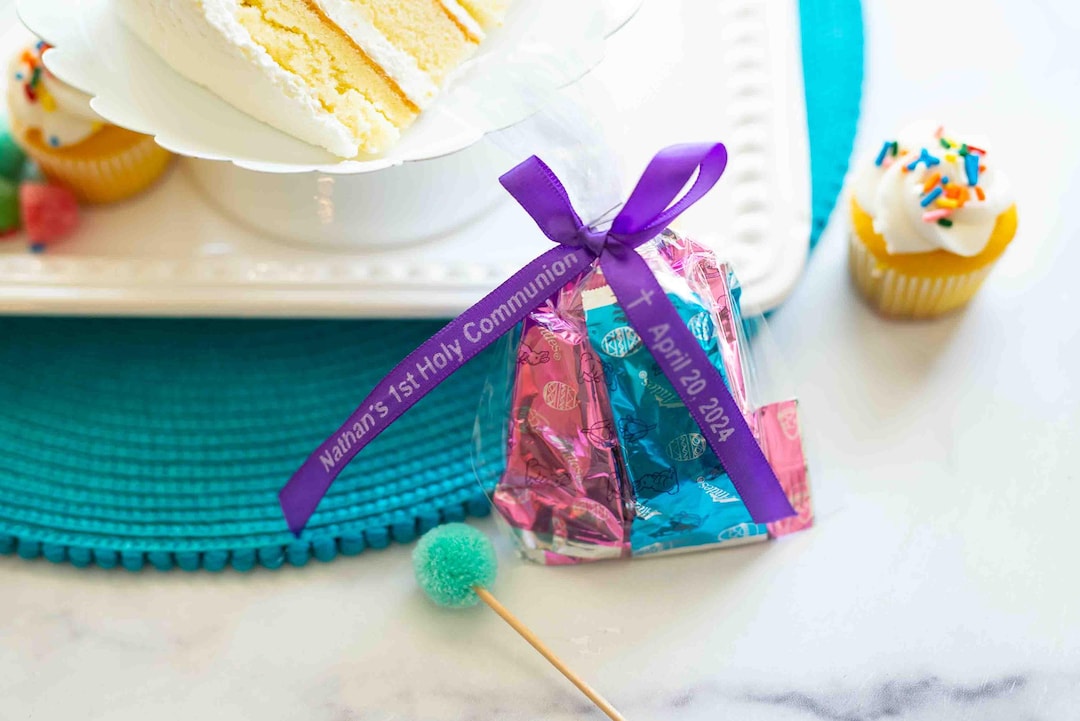 3/8" Personalized Ribbons With Clear Twist Tie, Printed Favor Ribbons ...