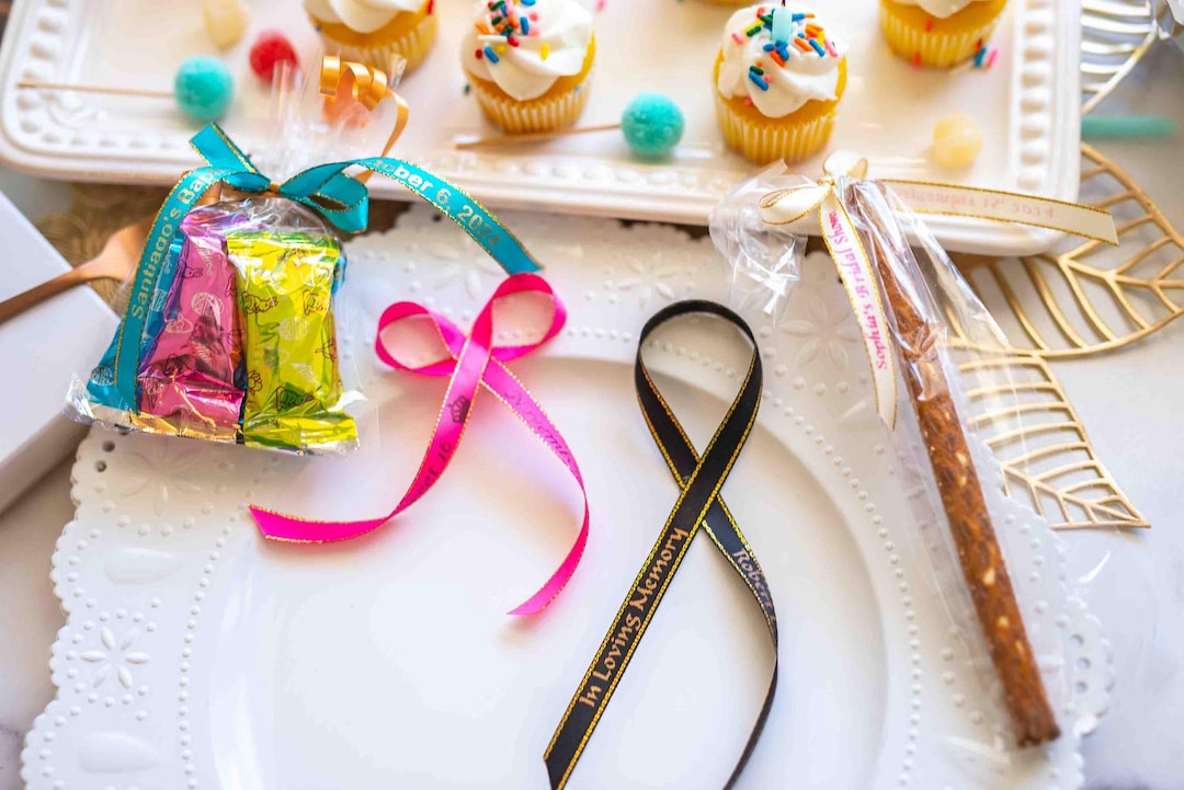 3/8" Gold Edged Printed Favor Ribbons: Custom Personalized Party ...