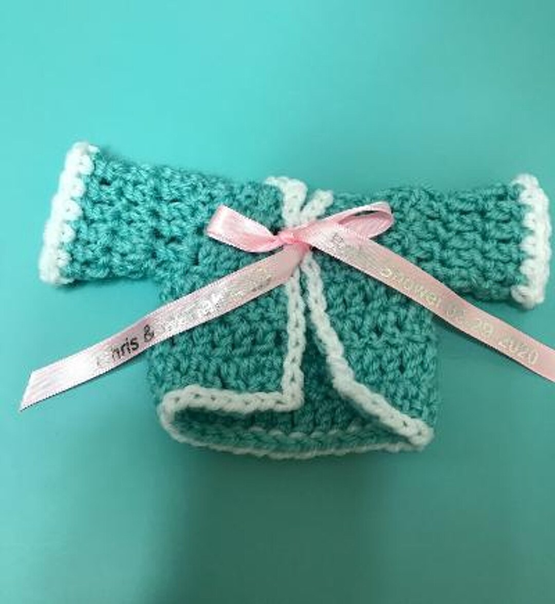 Mini Crochet Sweater With Printed Ribbons - Perfect Baby Shower Favors ...