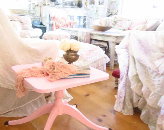 Vintage Pink Side Table Side Table Shabby Chic Prairie - Etsy