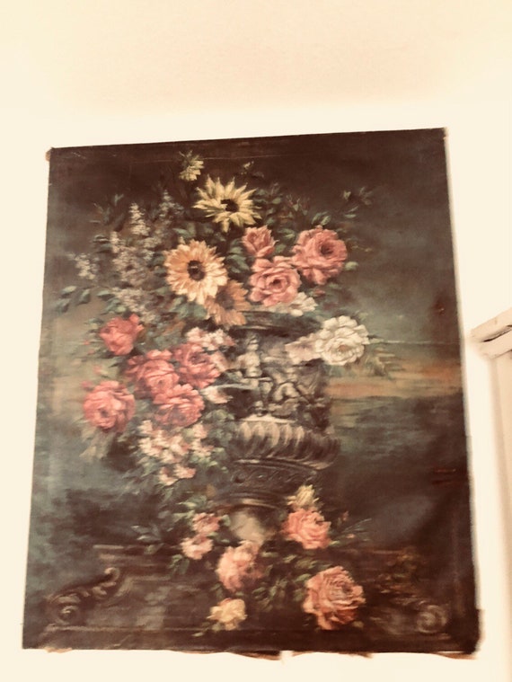 Vintage Antique Rose Painting Frame Beautiful Shabby Chic Oil - Etsy