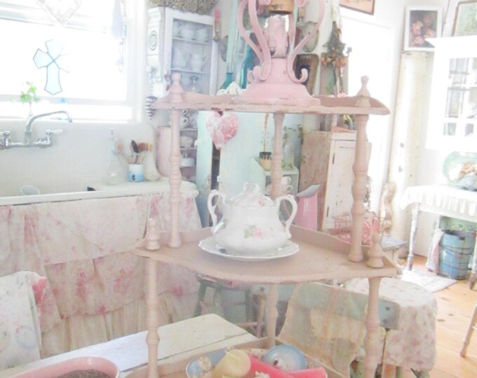 Shabby Chic Vintage Rose Beige Pink Wood Corner Shelf Shabby - Etsy