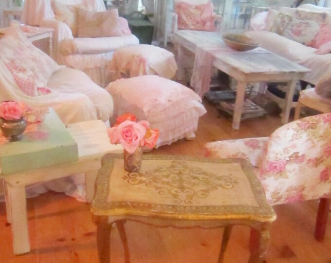 Vintage Italian Florentine Gold Tole Table French Style Shabby Chic ...