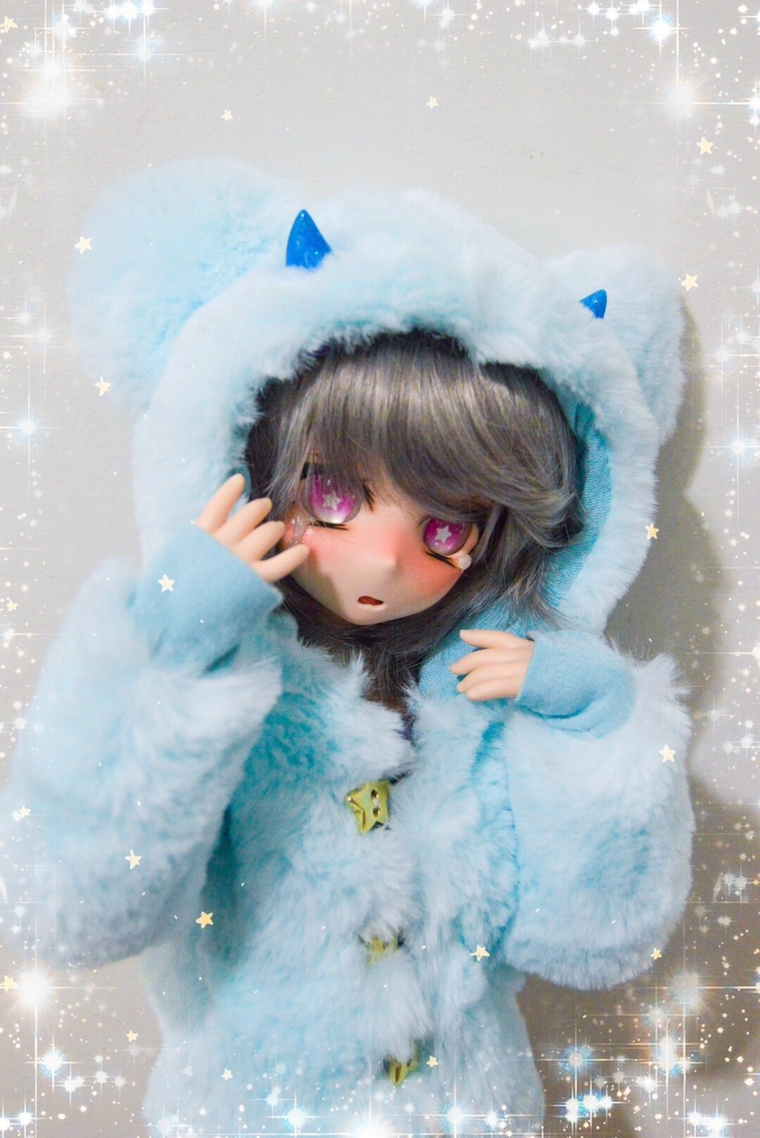 MADE TO ORDER, Baby Blue Fuzzy Bear Coat for Mini Dollfie Dream, 1/4 ...