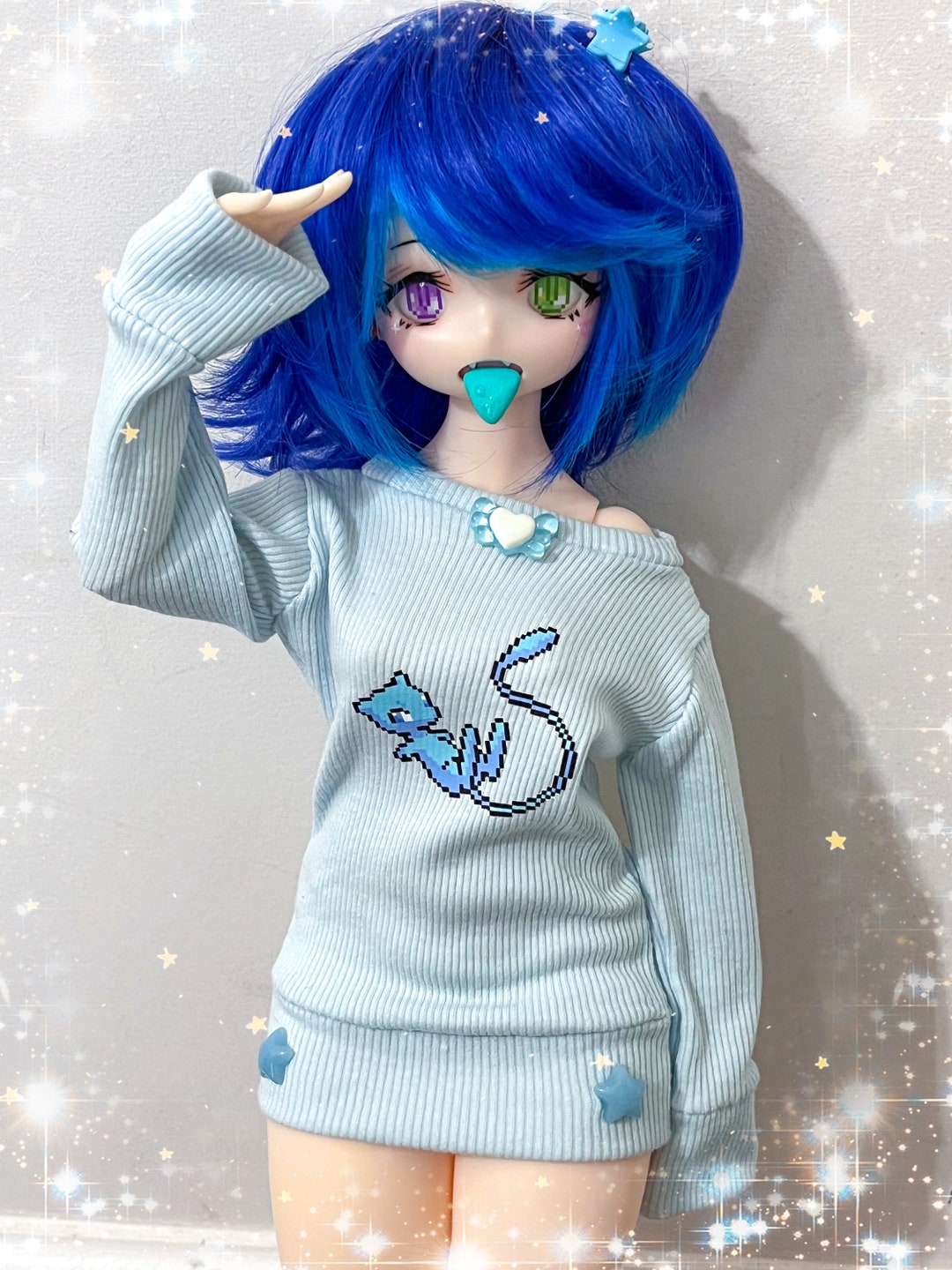 MADE TO ORDER, Pixel Shiny Mew Sweater for Mini Dollfie Dream, 1/4 Bjd ...