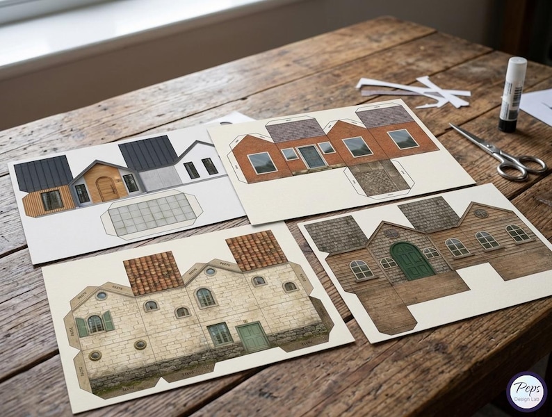 3D DIY Paper House Kit, 6 Different Realistic Miniature House ...