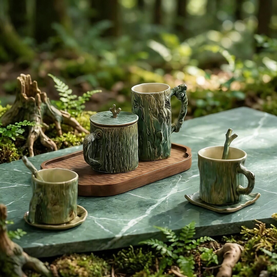 Handmade Ceramic Tree Trunk Mug, Rustic Woodland Coffee Cup With Twig ...