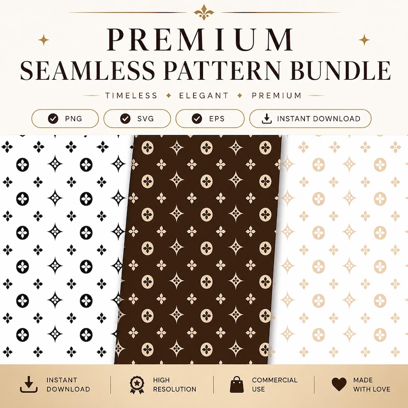 Elegant Monogram Seamless Patterns, Classic Geometric Bundle (SVG, EPS ...