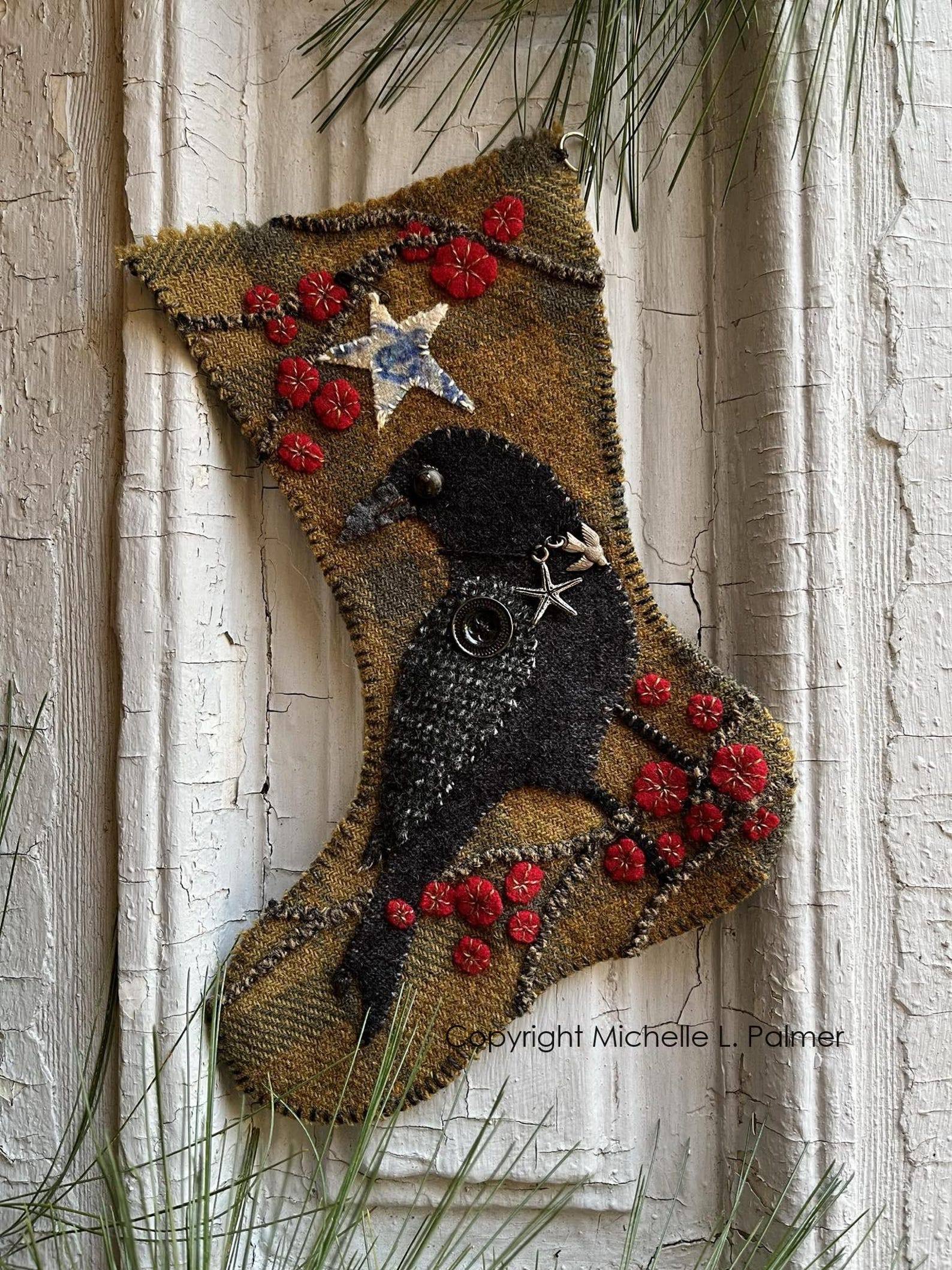 Cooper's Crow Stocking Wool Appliqué Embroidery DIGITAL Jpeg and PDF ...